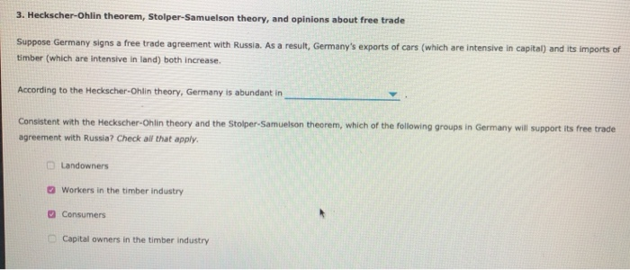 Solved 3. Heckscher-Ohlin theorem, Stolper-Samuelson theory, | Chegg.com