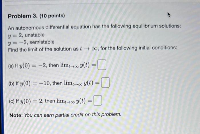 Solved An autonomous differential equation has the following | Chegg.com