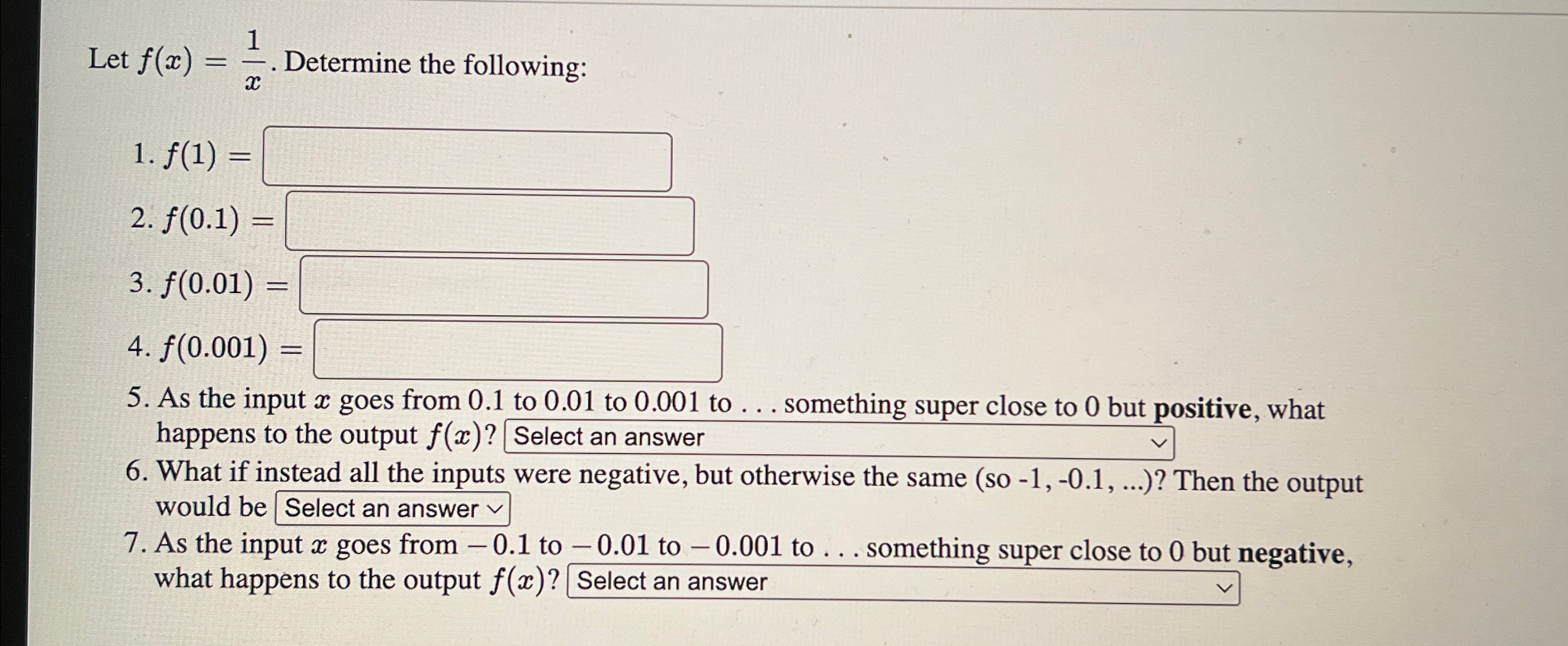 Solved Let f(x)=1x. ﻿Determine the | Chegg.com