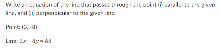 Solved Write an equation of the line that passes through the | Chegg.com