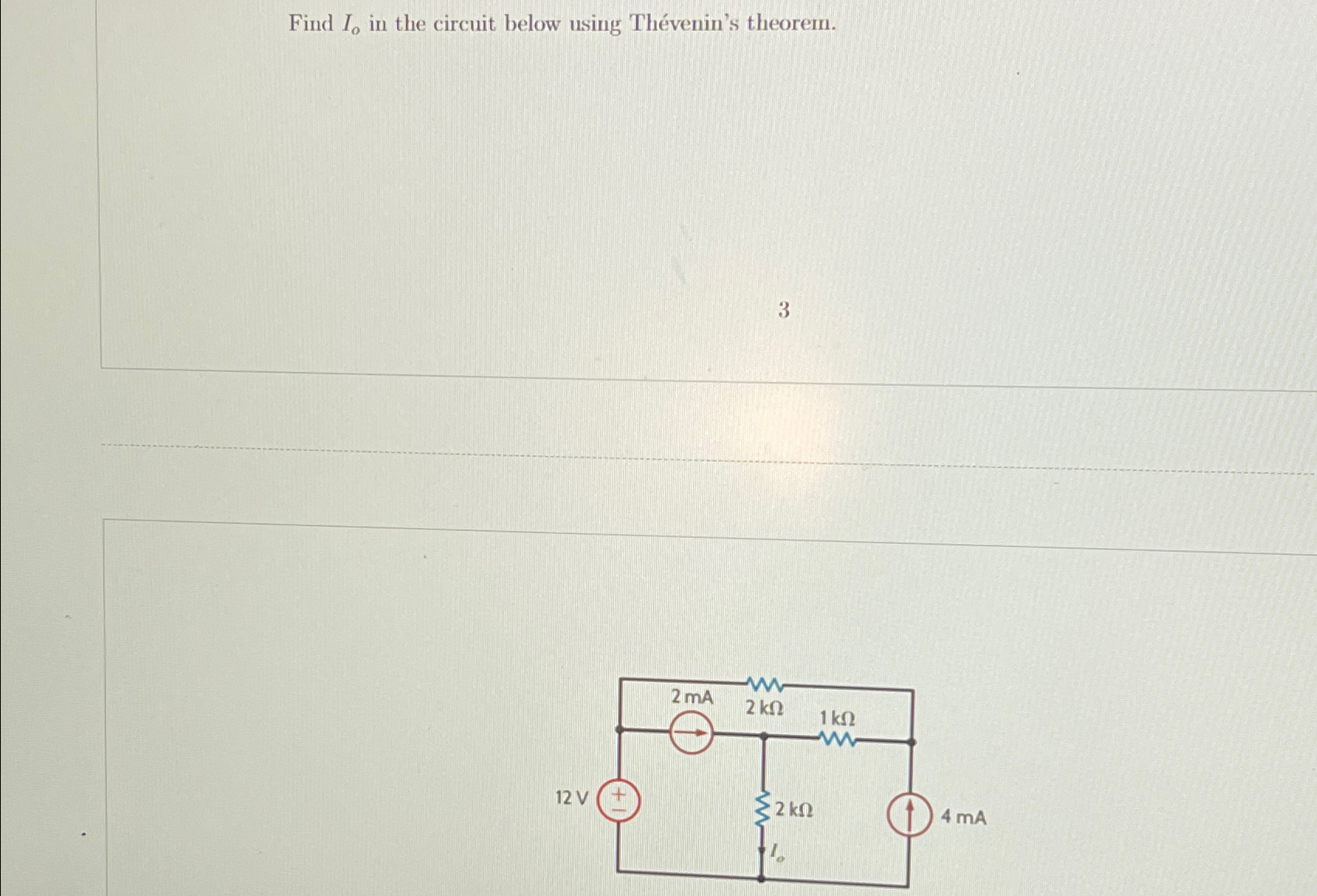 Solved Find Io ﻿in the circuit below using Thévenin's | Chegg.com