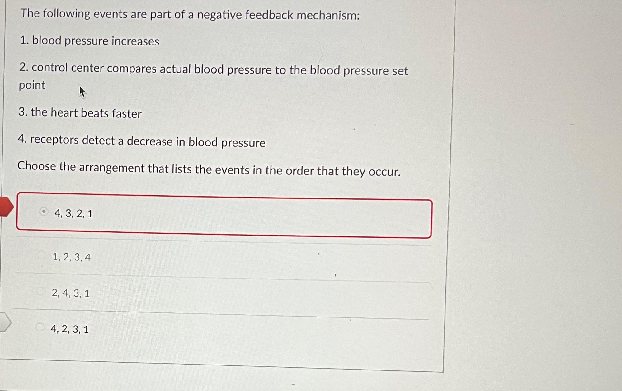 Solved The following events are part of a negative feedback | Chegg.com