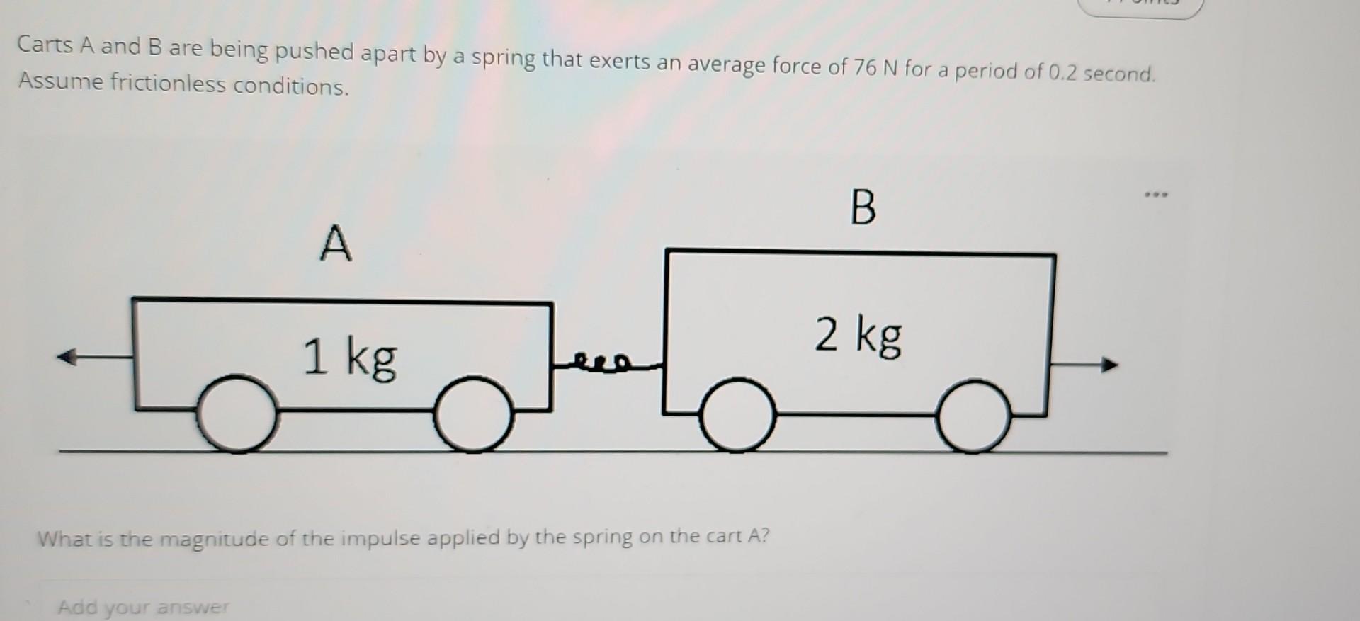 Solved Carts A and B are being pushed apart by a spring that | Chegg.com