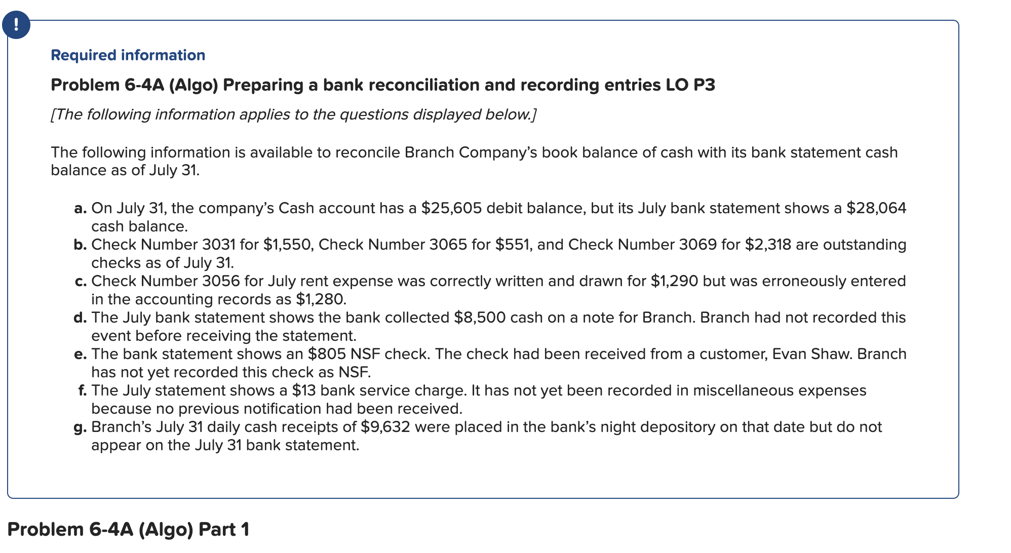 Solved ! ﻿Required information Problem 6-4A (Algo) | Chegg.com