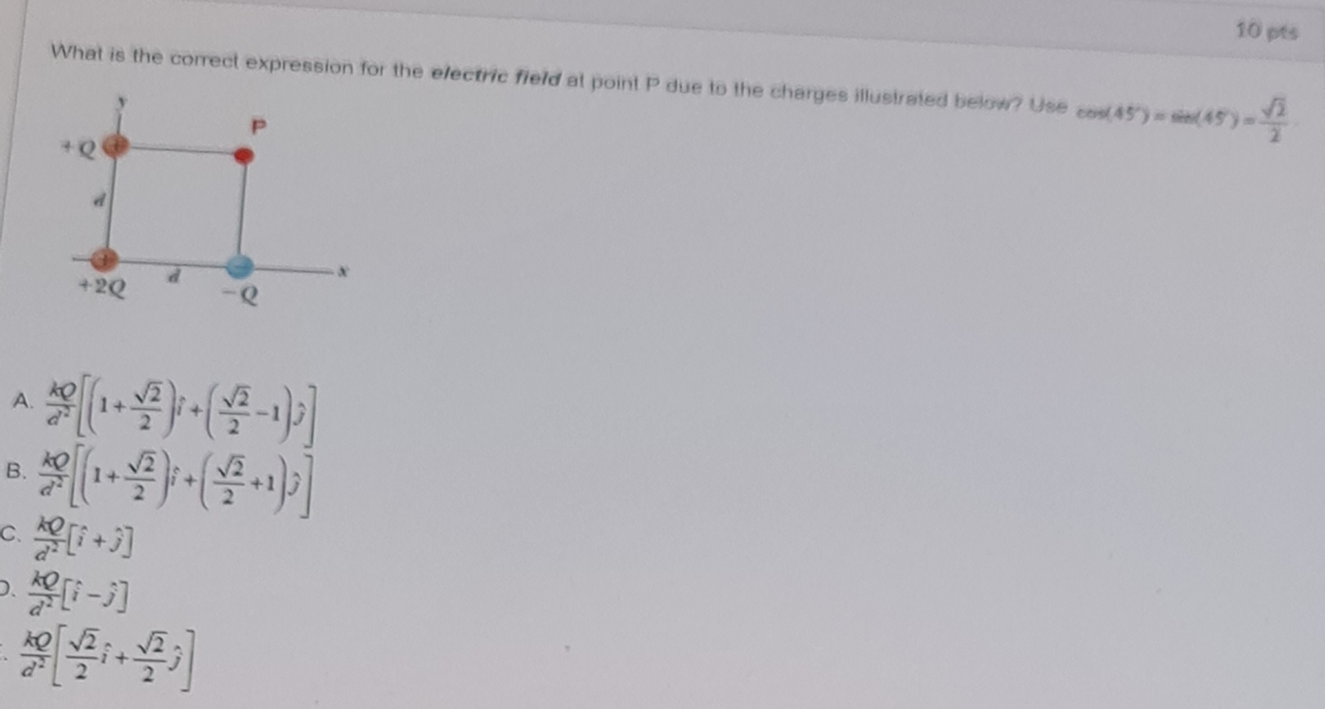 Solved What is the correct expression for the electric field | Chegg.com