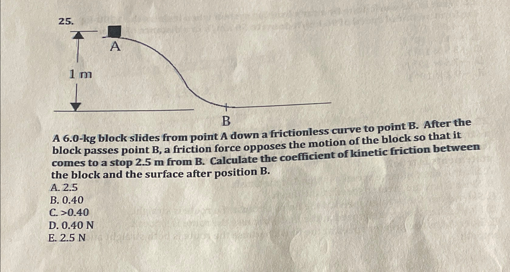 Solved A 6.0 -kg block slides from point A down a | Chegg.com