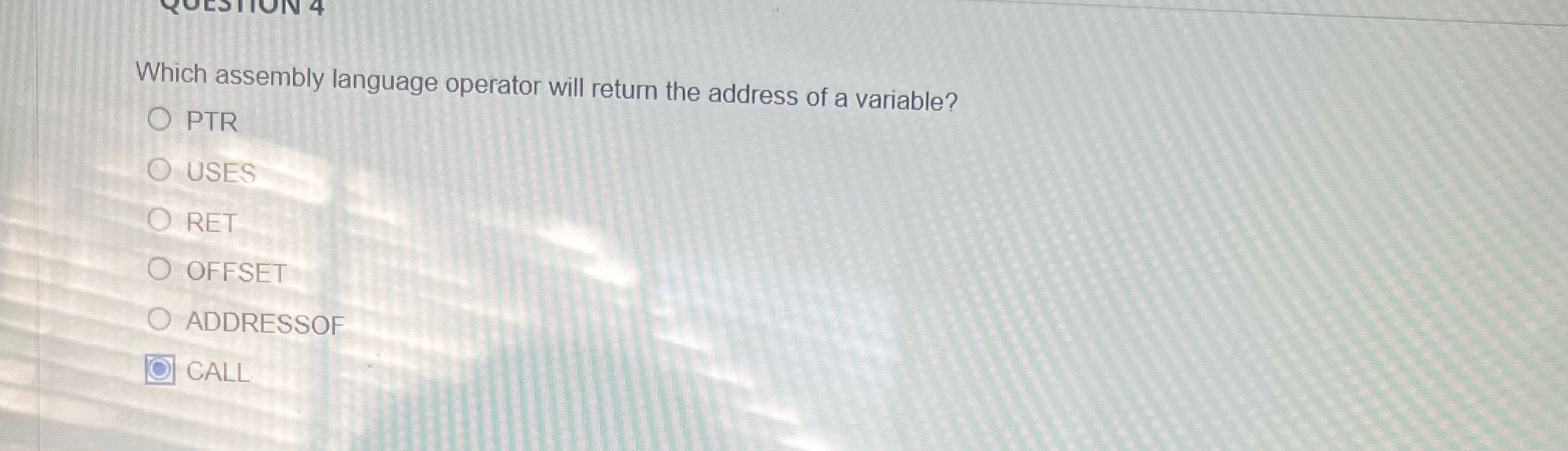 Solved Which assembly language operator will return the | Chegg.com