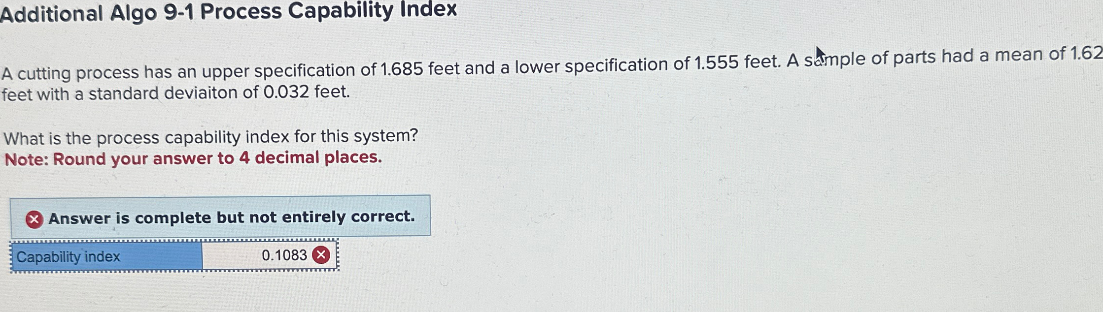 Solved Additional Algo 9-1 ﻿Process Capability IndexA | Chegg.com