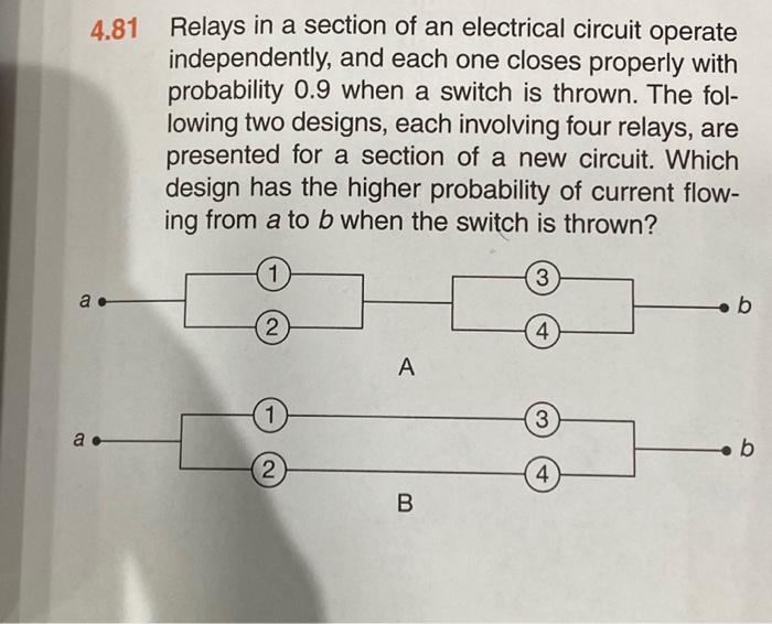 Solved 4.81 Relays in a section of an electrical circuit | Chegg.com