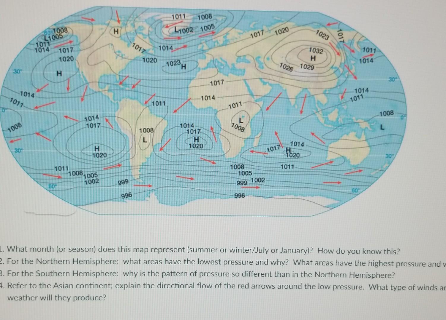 Solved ussion Prompt: Atmospheric Pressure isobaric map | Chegg.com