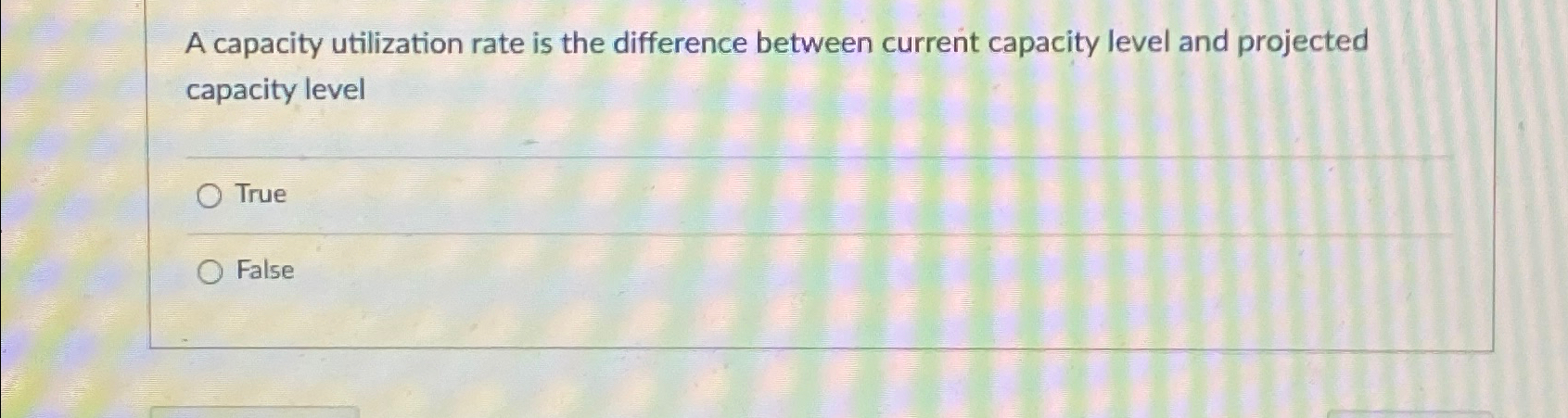 Solved A capacity utilization rate is the difference between | Chegg.com