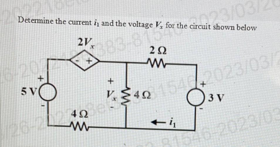 Solved Determine the current i1 and the voltage Vx for the | Chegg.com