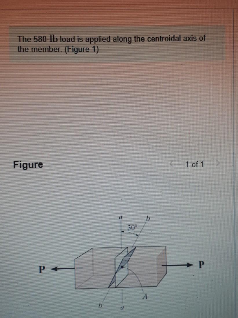 Solved The 580-lb load is applied along the centroidal axis | Chegg.com