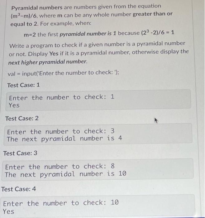 Solved Pyramidal numbers are numbers given from the equation | Chegg.com