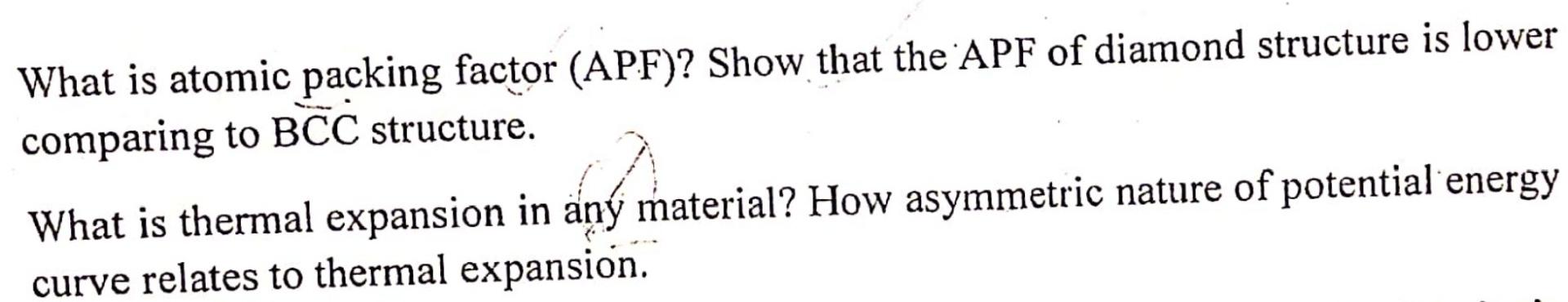 Solved What is atomic packing factor (APF)? Show that the | Chegg.com