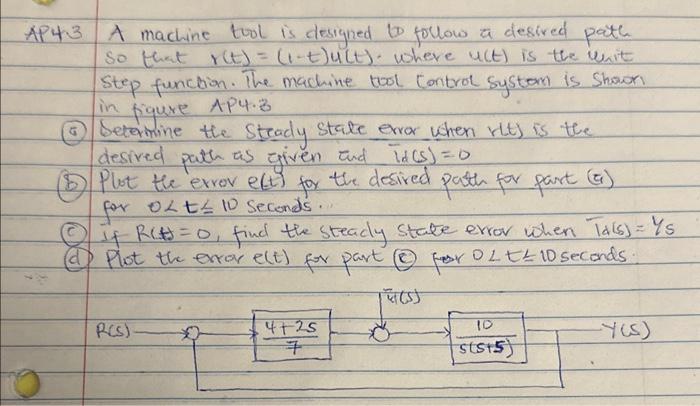 AP43 A machine tool is dessigned (D foulow a desired | Chegg.com