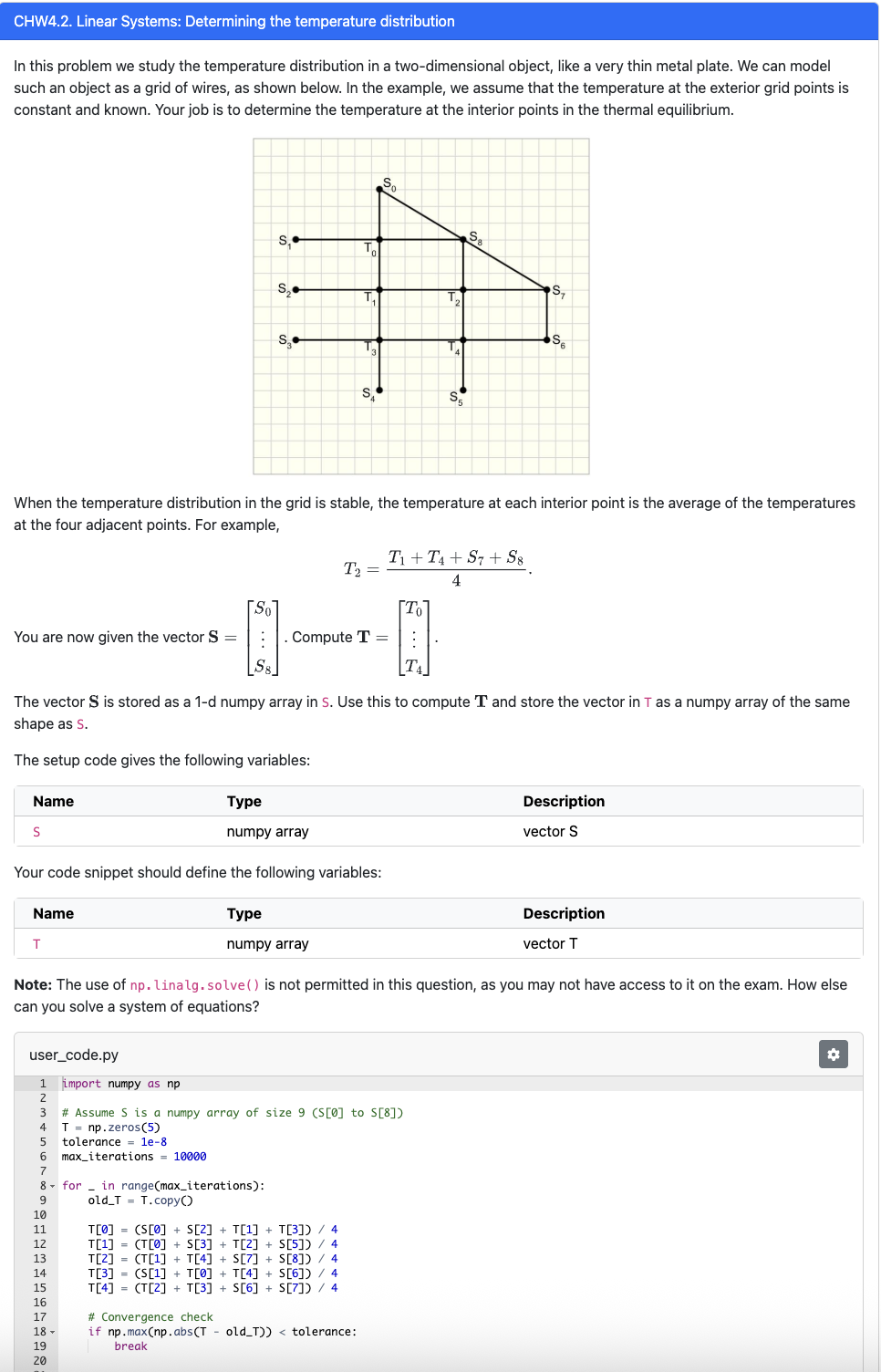 Solved CHW4.2. ﻿Linear Systems: Determining the temperature | Chegg.com