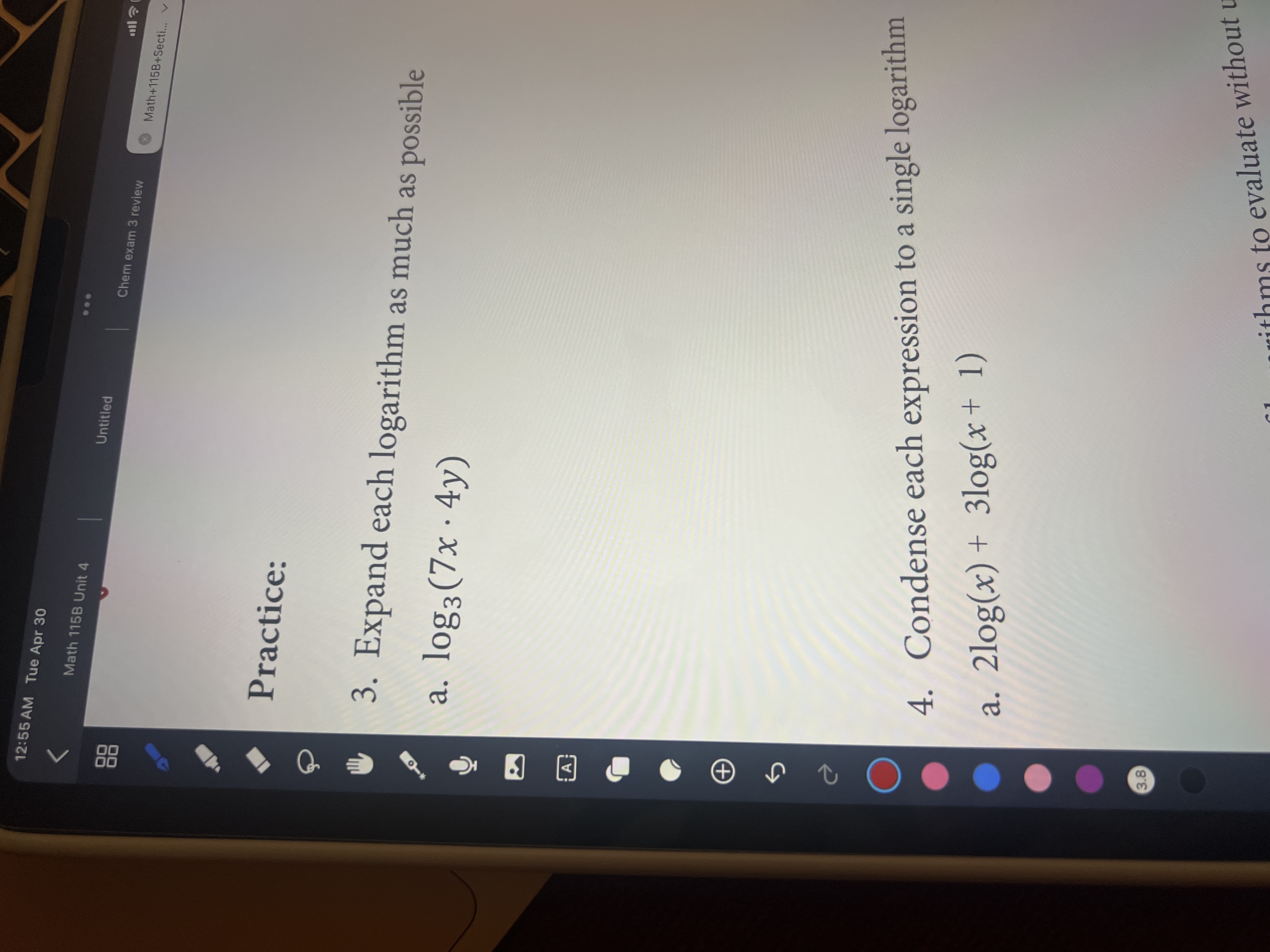 Solved Practice:Expand each logarithm as much as | Chegg.com