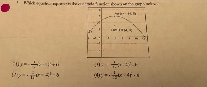 Solved (4) 3 and -1 4. The graph of a quadratic function is | Chegg.com