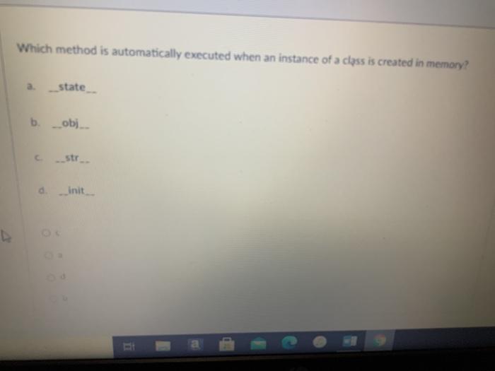 Solved Which method is automatically executed when an | Chegg.com