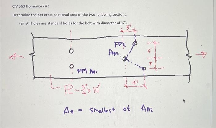 Solved CIV 360 Homework #2 Determine the net cross-sectional | Chegg.com