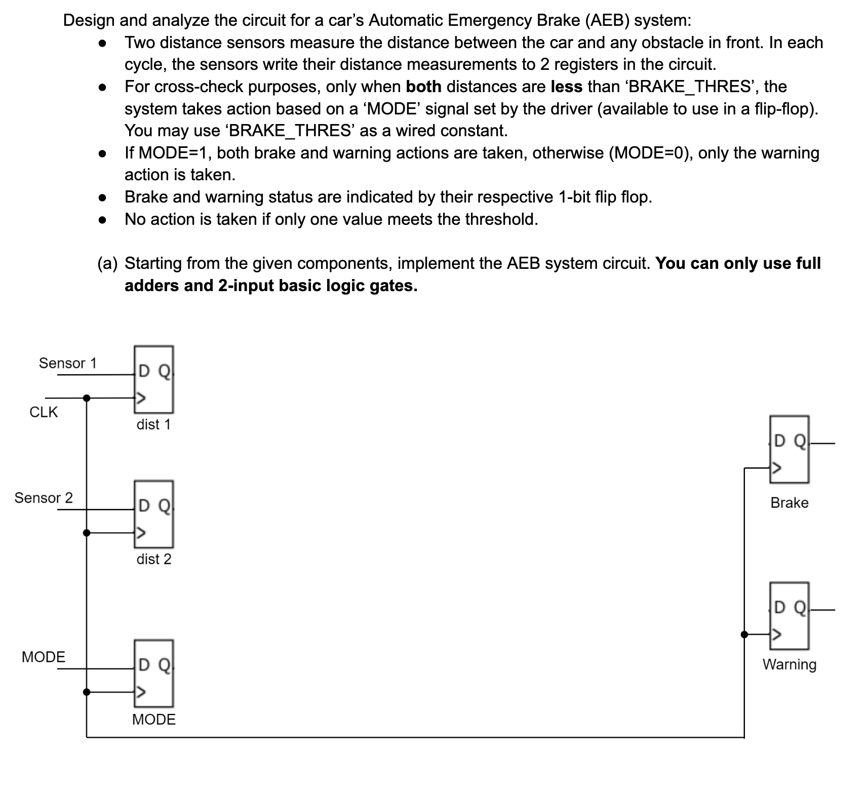 Solved Design and analyze the circuit for a car's Automatic | Chegg.com