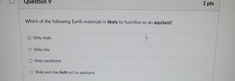 Solved 1 ﻿ptsWhich of the following Earth materials is | Chegg.com