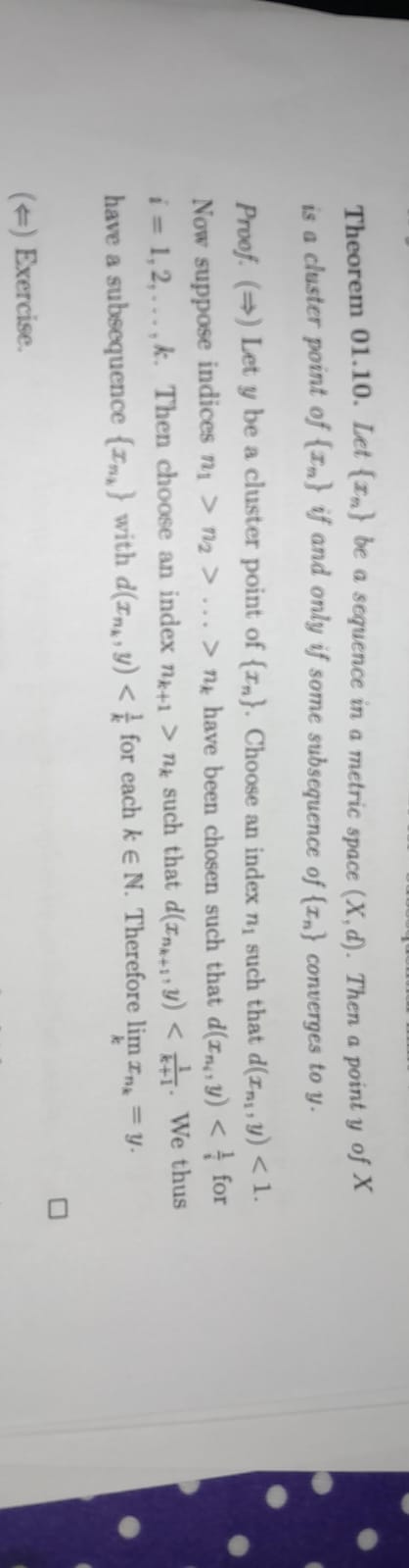 Theorem 01.10. ﻿Let {xn} ﻿be a sequence in a metric | Chegg.com