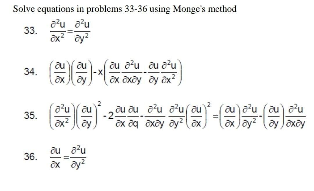 Solved Solve equations in problems 33-36 using Monge's | Chegg.com