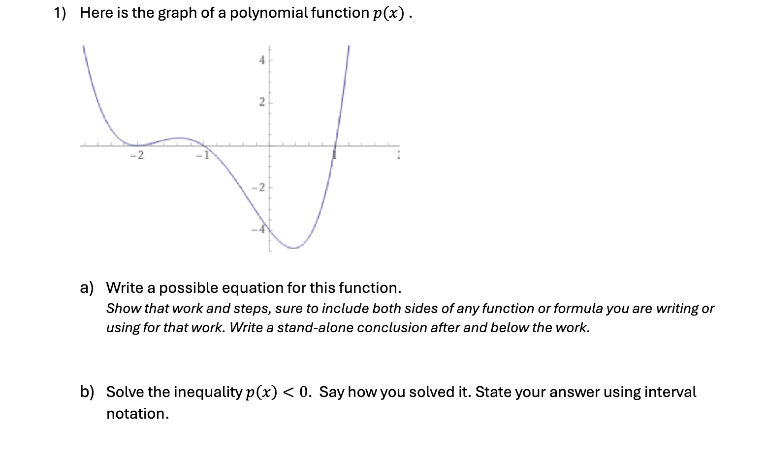 Solved Here is the graph of a polynomial function p(x).a) | Chegg.com