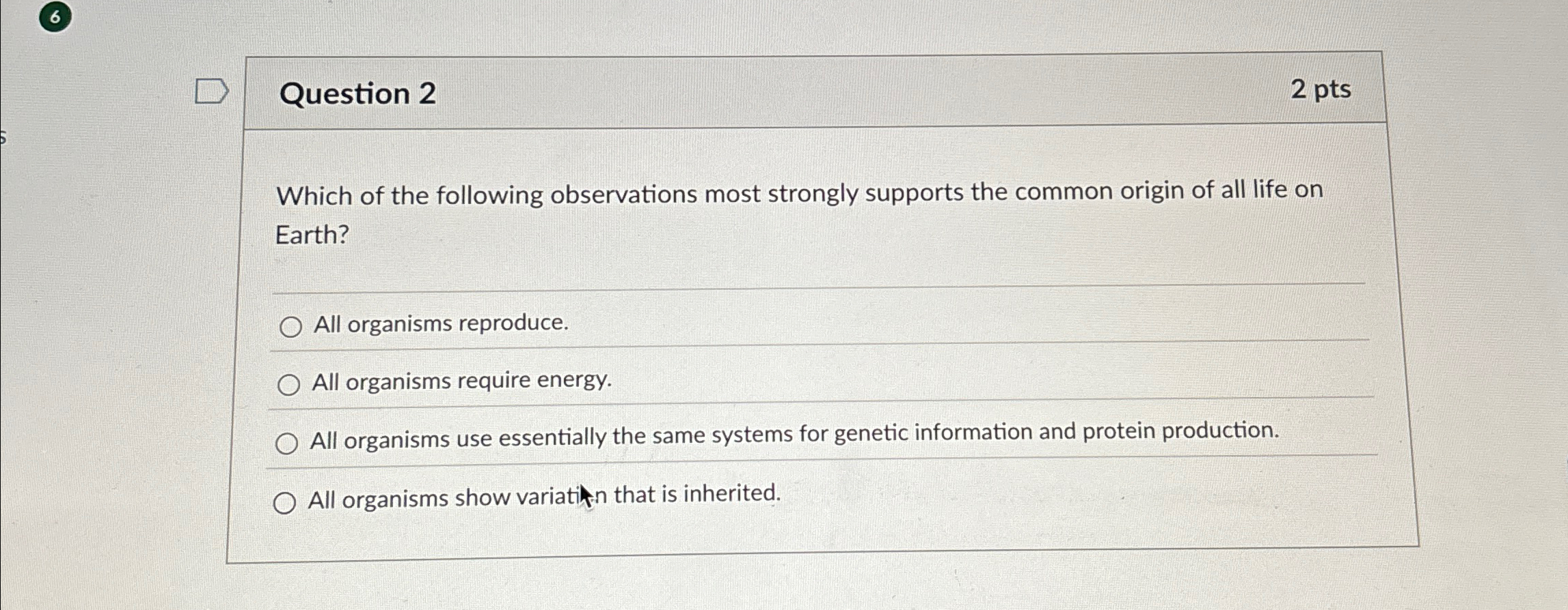 Solved Question 2Which of the following observations most | Chegg.com