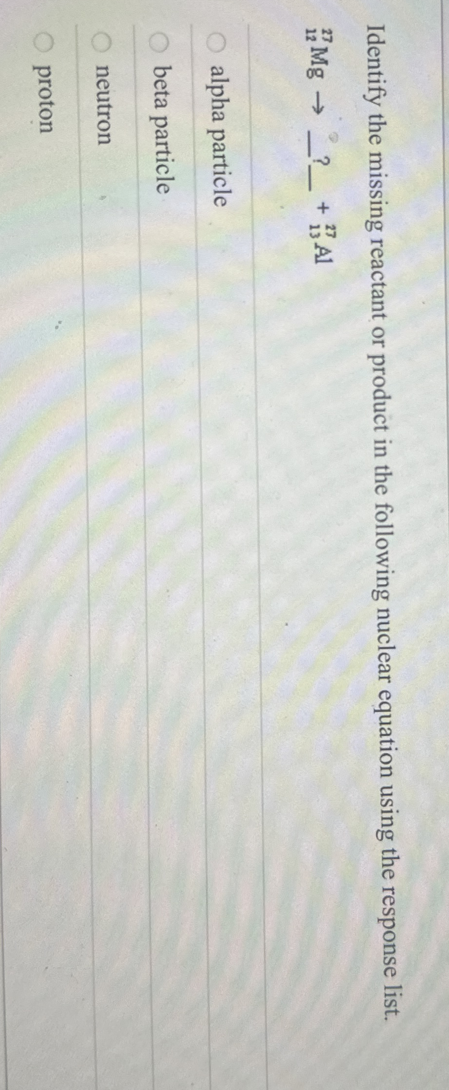 Solved Identify the missing reactant or product in the | Chegg.com