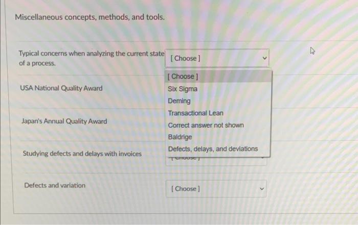 Solved Miscellaneous concepts, methods, and tools. Typical | Chegg.com
