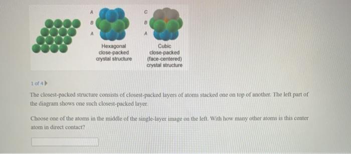 Solved Hexagonal close-packed crystal structure Cubic | Chegg.com