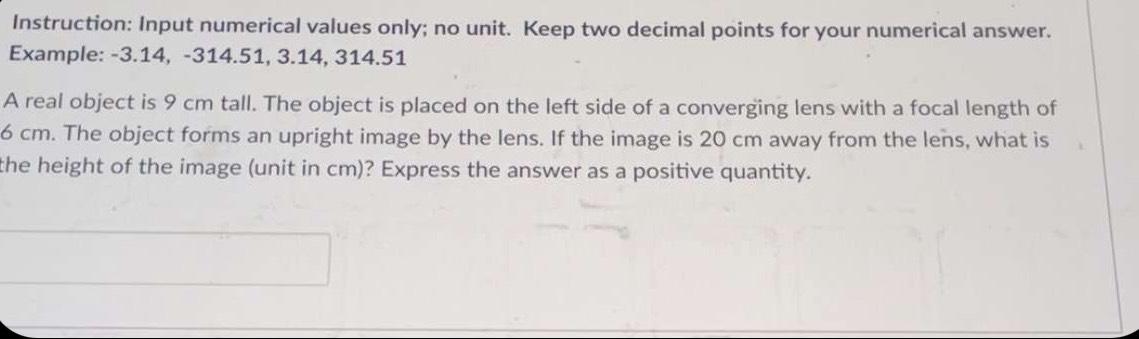Solved Instruction: Input numerical values only; no unit. | Chegg.com