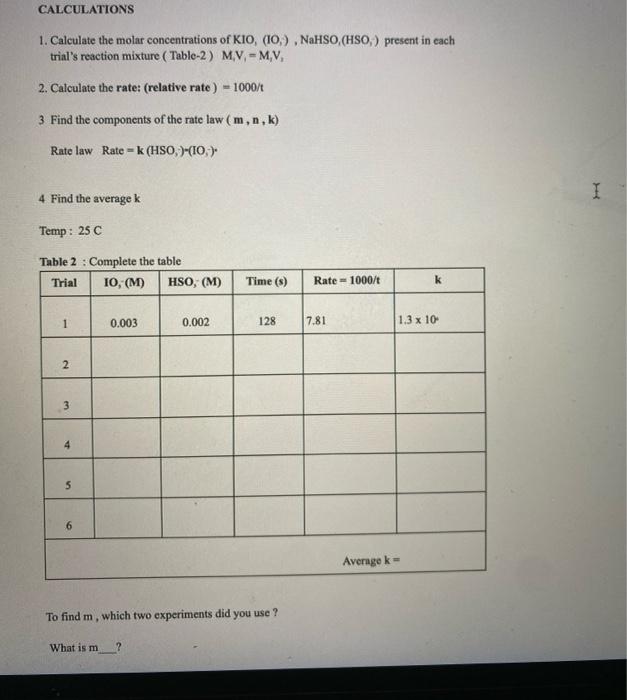 Solved lodine Clock Reaction In this experiment, we'll | Chegg.com