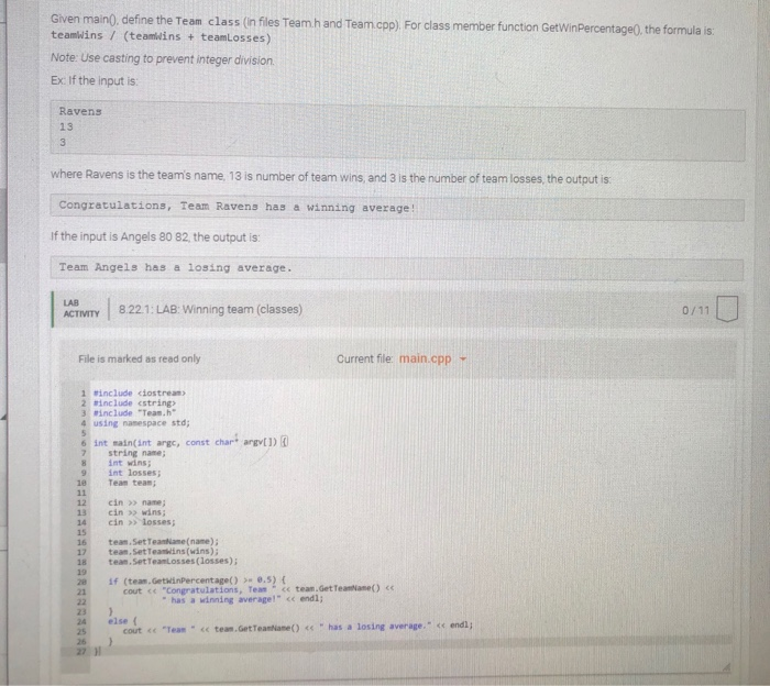 Answered Solve In C For Teamh And Teamcpp Given Main 