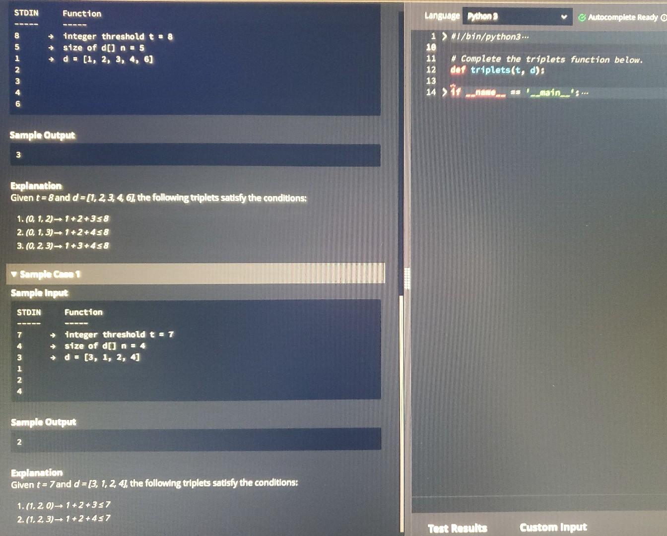 Solved Language Python 3 Autocomplete Ready 3. Triplets In | Chegg.com Solved Language Python 3 Autocomplete Ready 3. Triplets In | Chegg.com