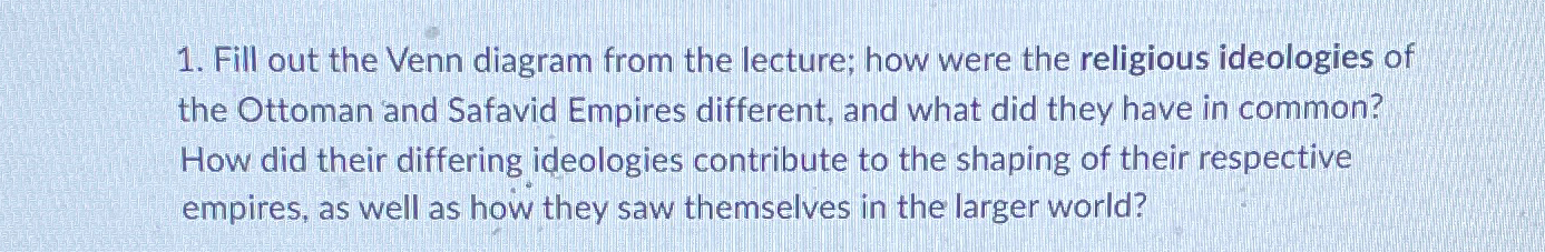 Solved Fill out the Venn diagram from the lecture; how were | Chegg.com