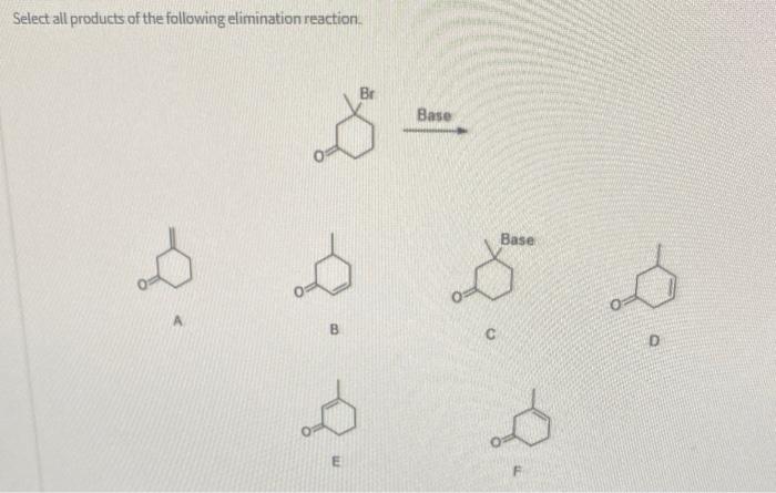 Solved Select all products of the following elimination | Chegg.com
