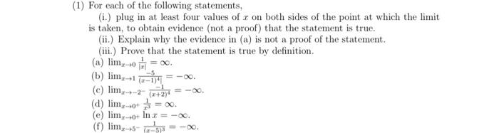 Solved (1) For each of the following statements, (i.) plug | Chegg.com