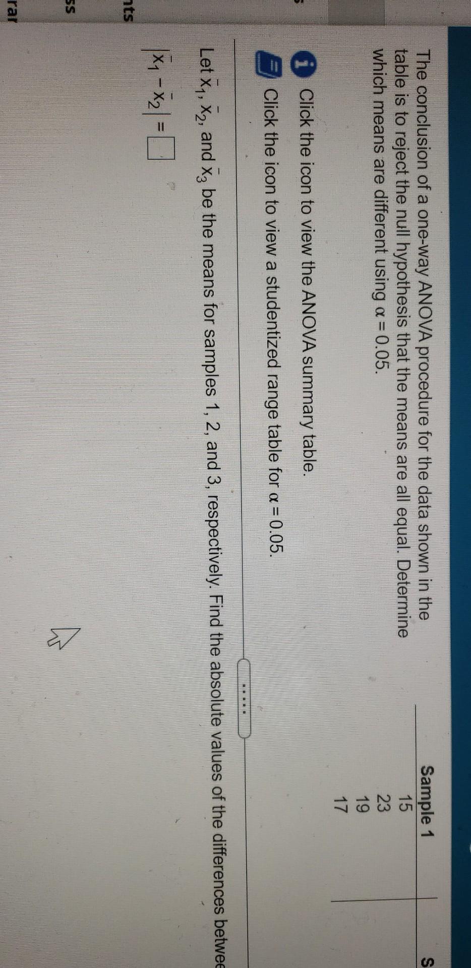 Solved S The conclusion of a one-way ANOVA procedure for the | Chegg.com