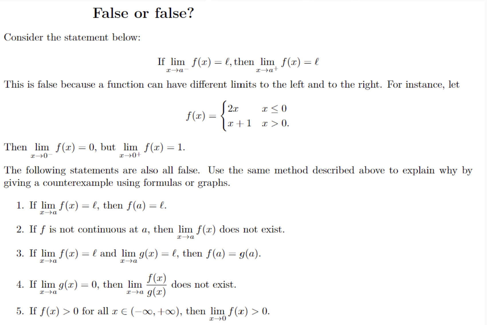 Solved False or false?Consider the statement below: | Chegg.com
