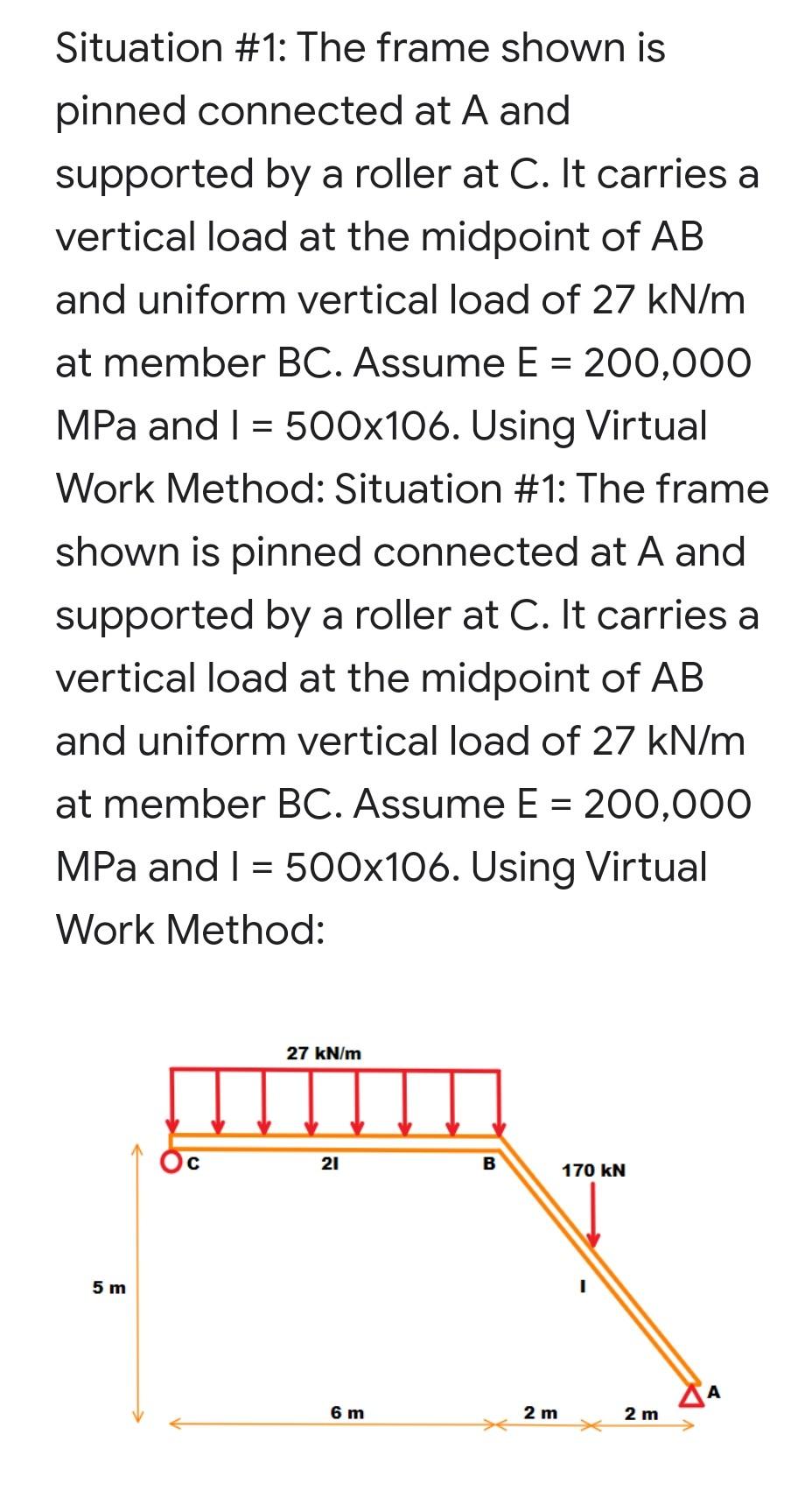Solved Situation #1: The frame shown is pinned connected at | Chegg.com