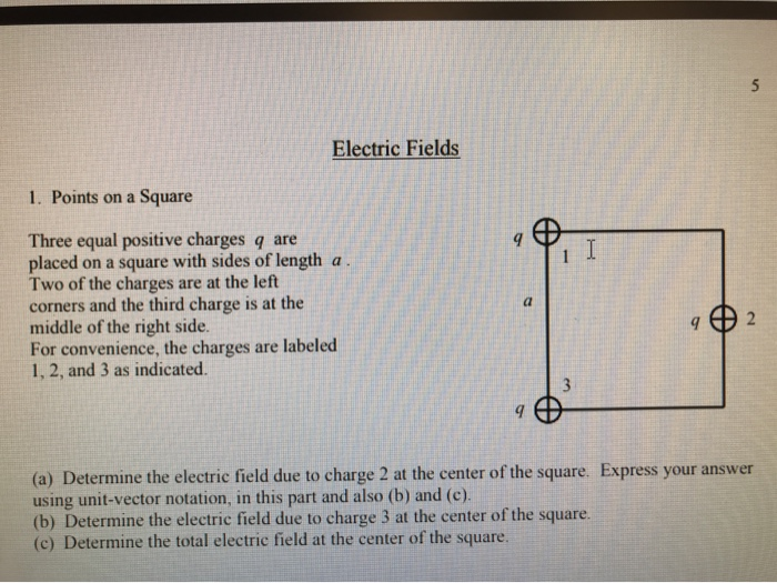 Solved Electric Fields 1. Points on a Square Three equal | Chegg.com