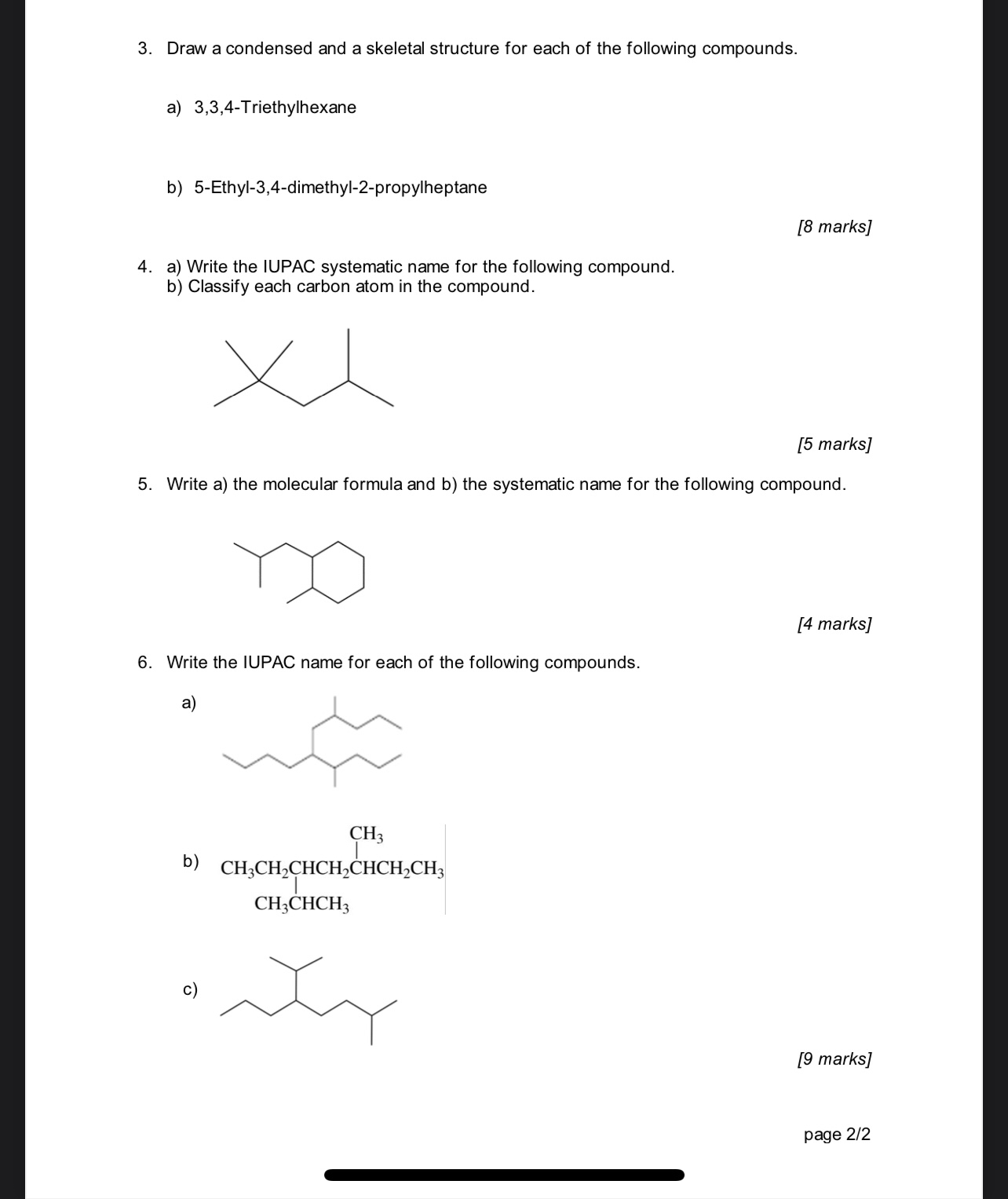 Solved Draw a condensed and a skeletal structure for each of | Chegg.com