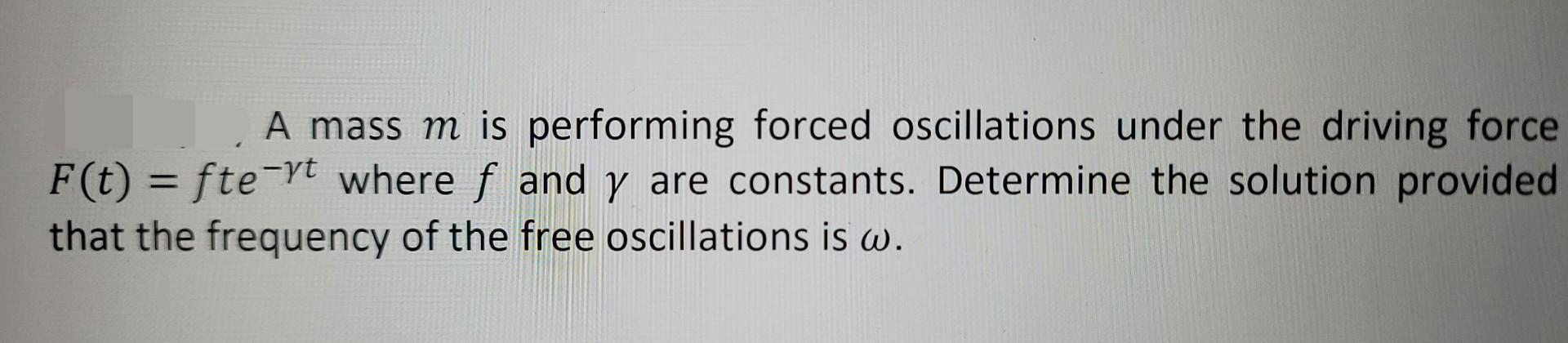 Solved A mass m is performing forced oscillations under the | Chegg.com