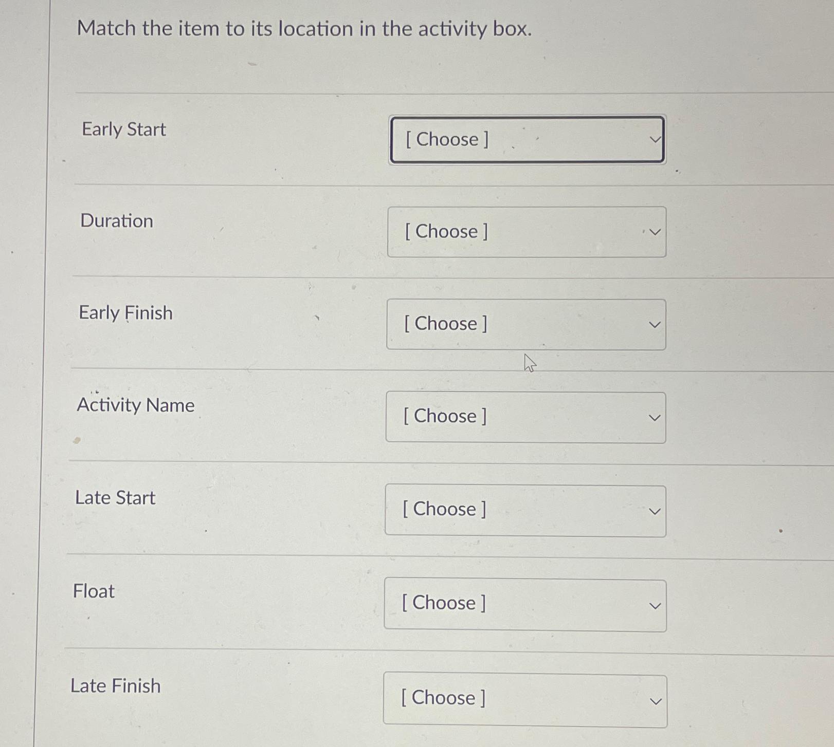 Solved Match the item to its location in the activity | Chegg.com