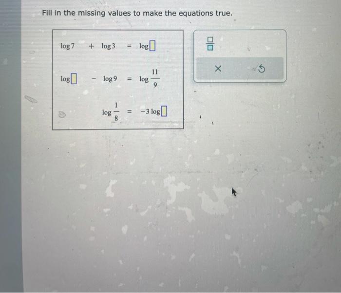 Solved Fill in the missing values to make the equations | Chegg.com