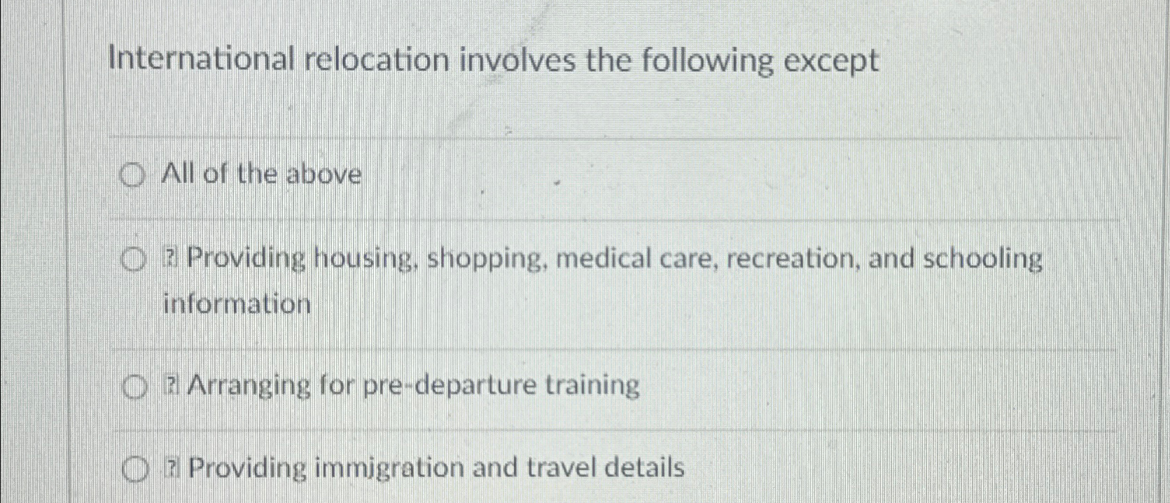 Solved International relocation involves the following | Chegg.com